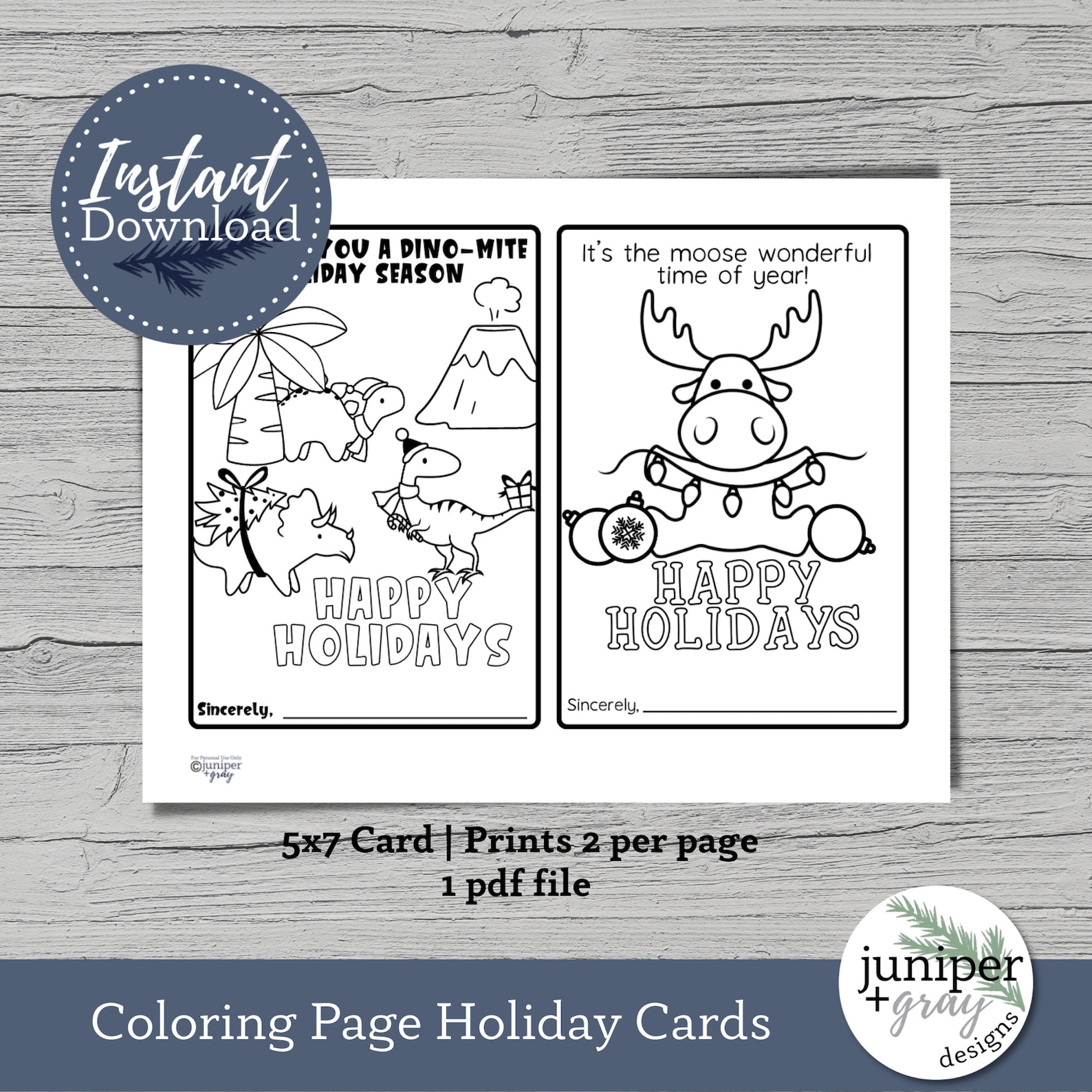 Kids Printable Coloring Page Holiday Card - Christmas Cards for Kids ...