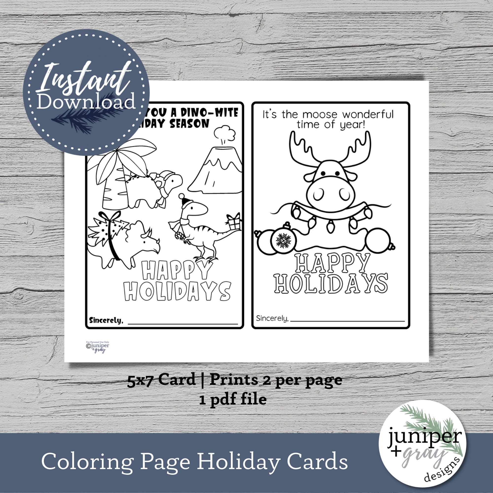 Kids Printable Coloring Page Holiday Card - Christmas Cards for Kids ...