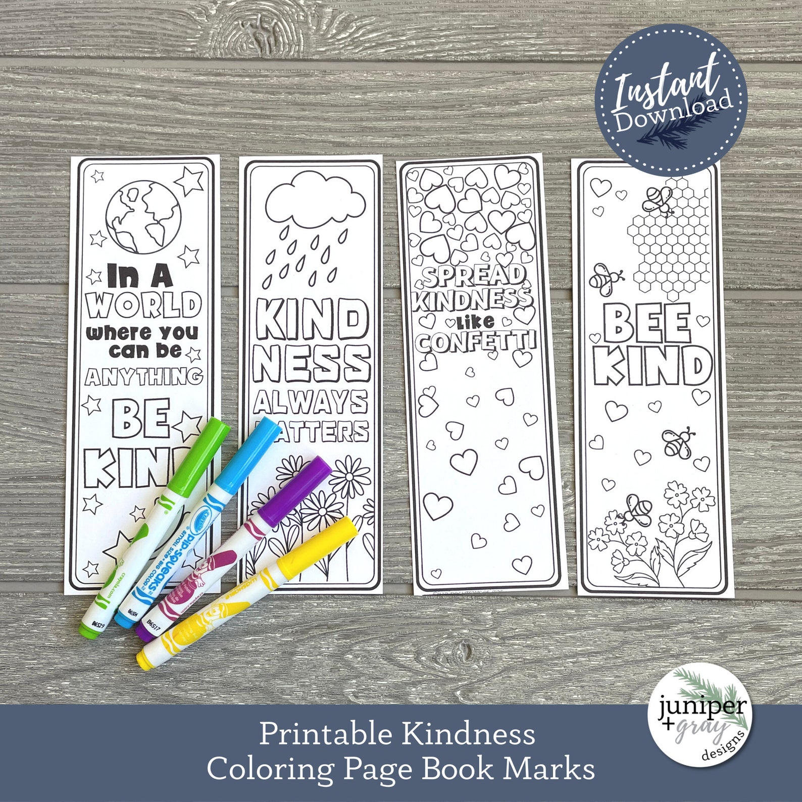 Kindness Coloring Page Bookmarks: Printable Designs (PDF) - Etsy
