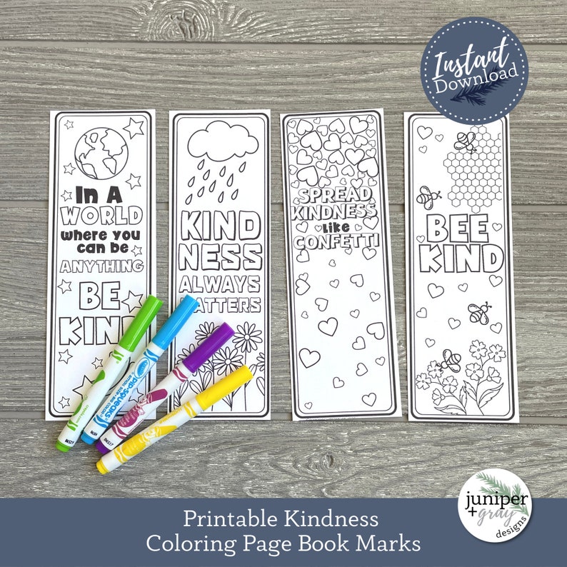 Kindness Coloring Page Bookmarks: Printable Designs (PDF) - Etsy
