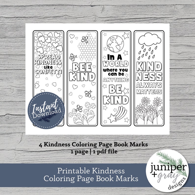 Kindness Coloring Page Bookmarks: Printable Designs (PDF) - Etsy