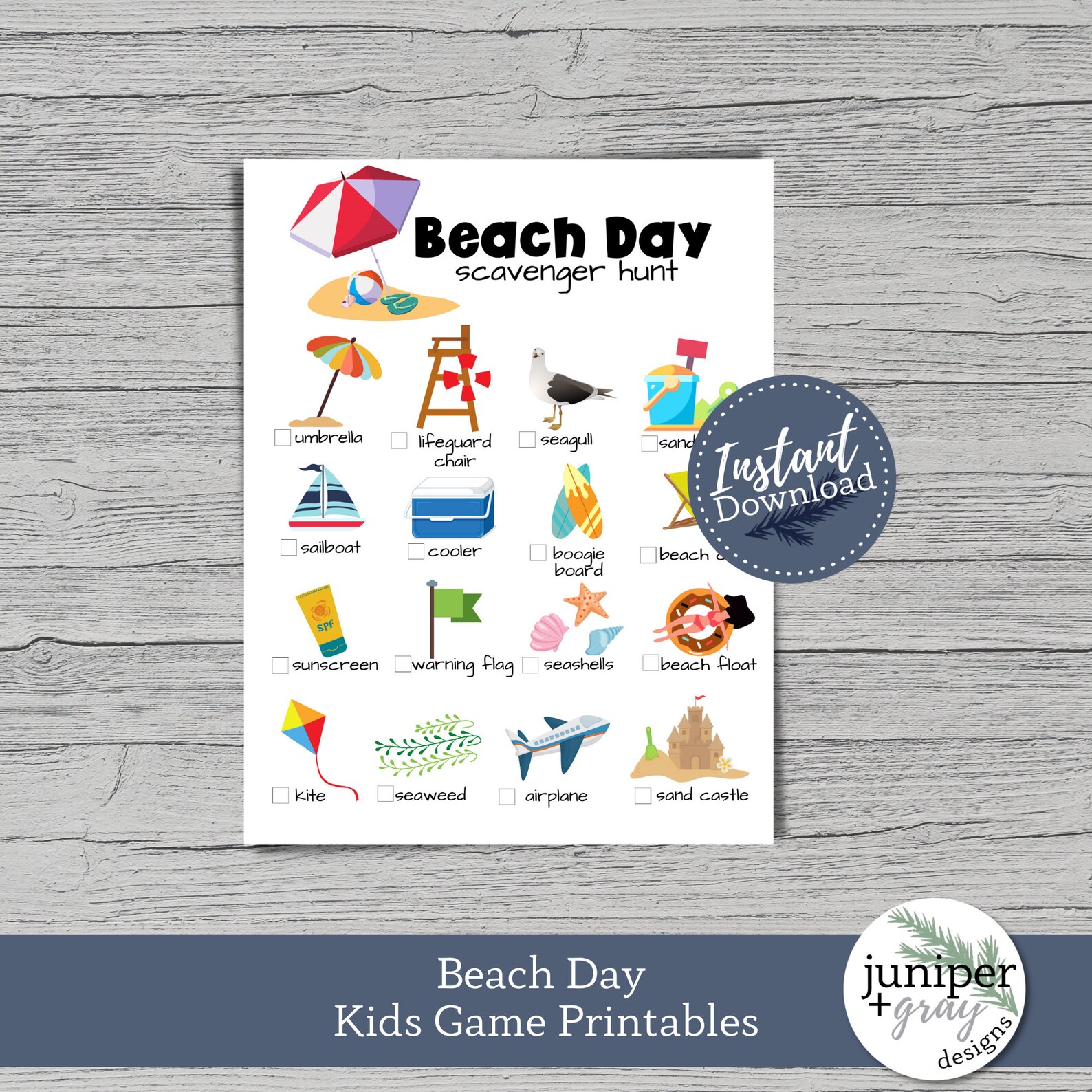 Printable Kids Activities for the Beach - Beach Trip Scavenger Hunt I ...