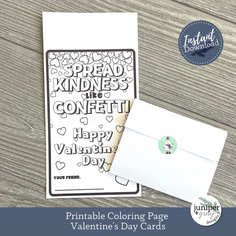 Printable Coloring Page Kindness Valentines Day Card Boys Girls ...