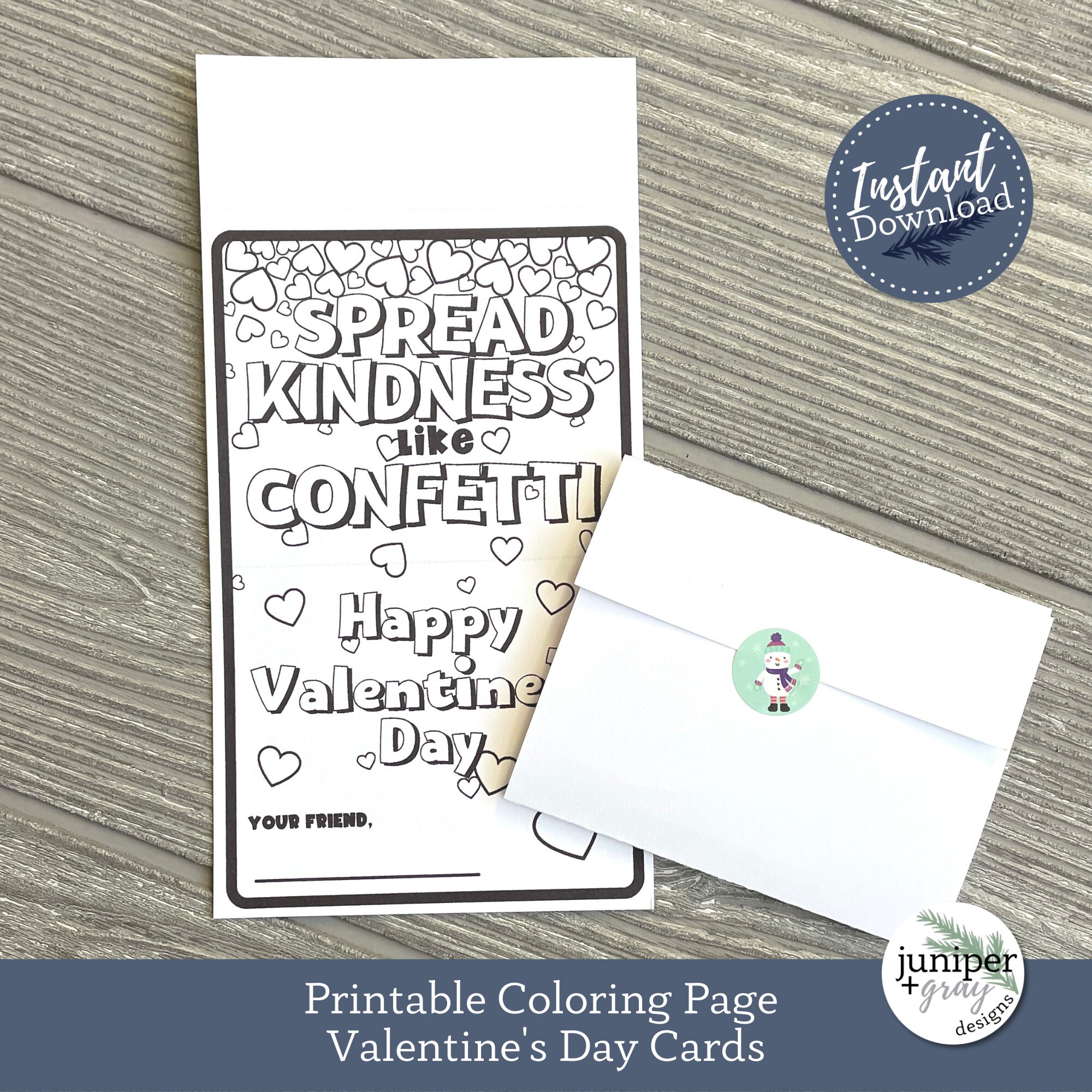 Printable Coloring Page Kindness Valentines Day Card Boys Girls ...