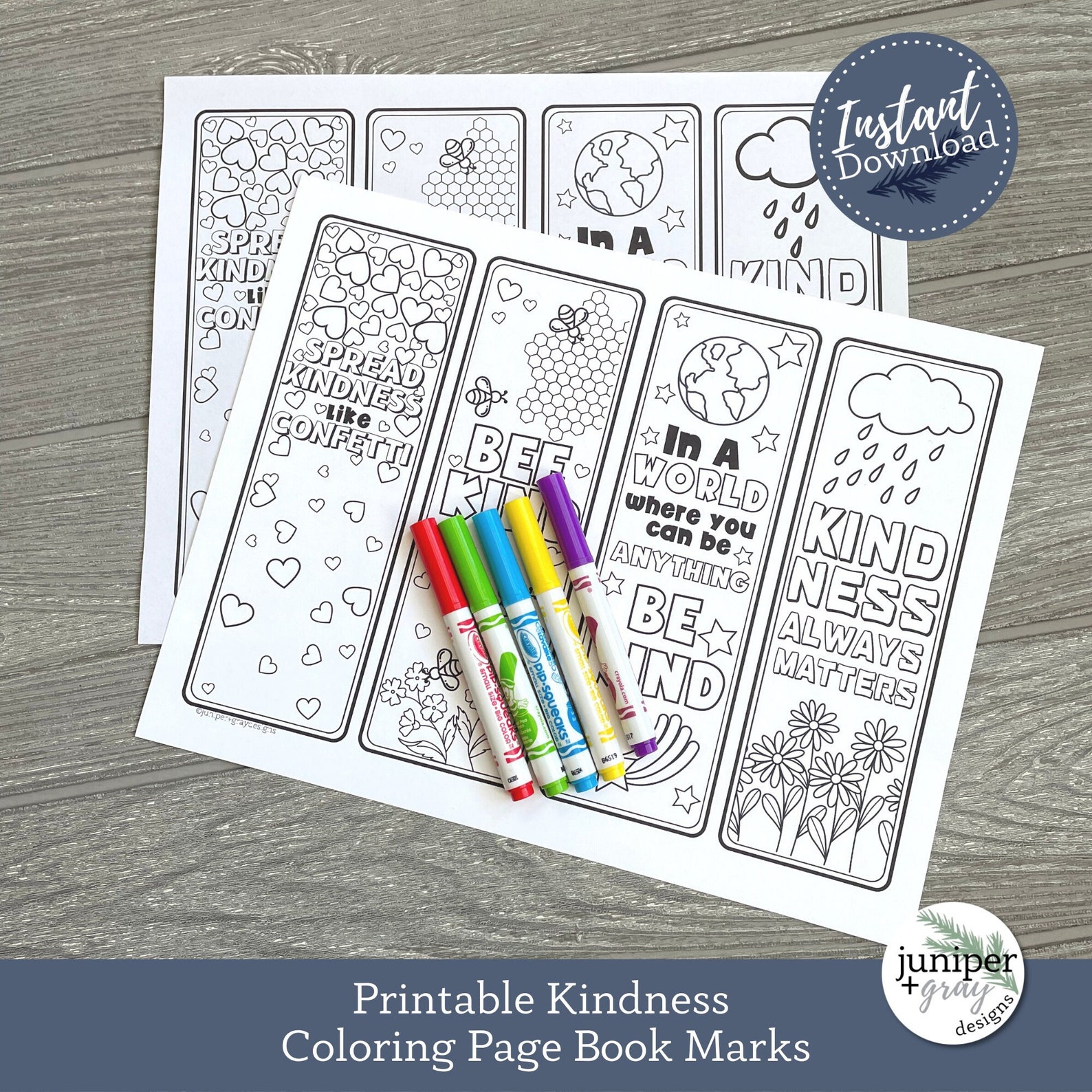 Kindness Coloring Page Bookmarks: Printable Designs (PDF) - Etsy