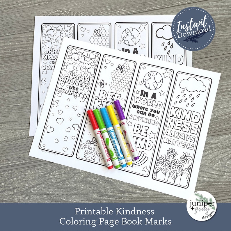 Kindness Coloring Page Bookmarks: Printable Designs (PDF) - Etsy