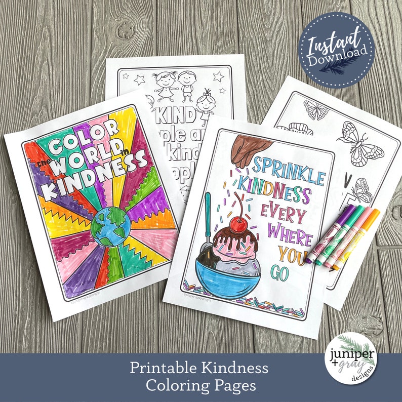 Printable Kindness Coloring Pages Bundle Coloring Page Kindness ...