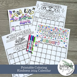 Printable Kindness Coloring Calendar 2024 Kindness Calendar Printable ...