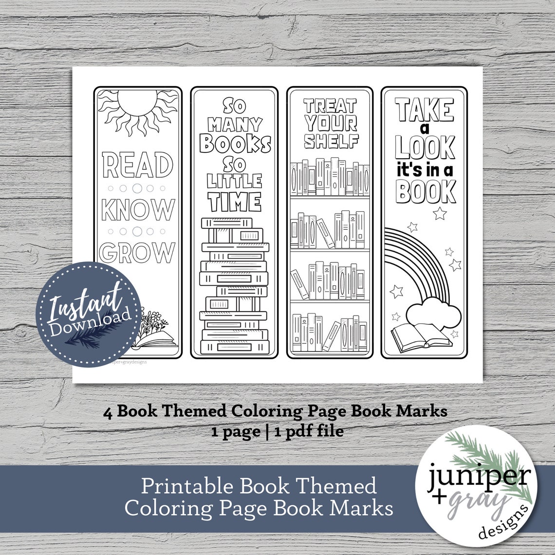 Printable Book Lovers Coloring Page Book Marks Coloring Page Reading ...