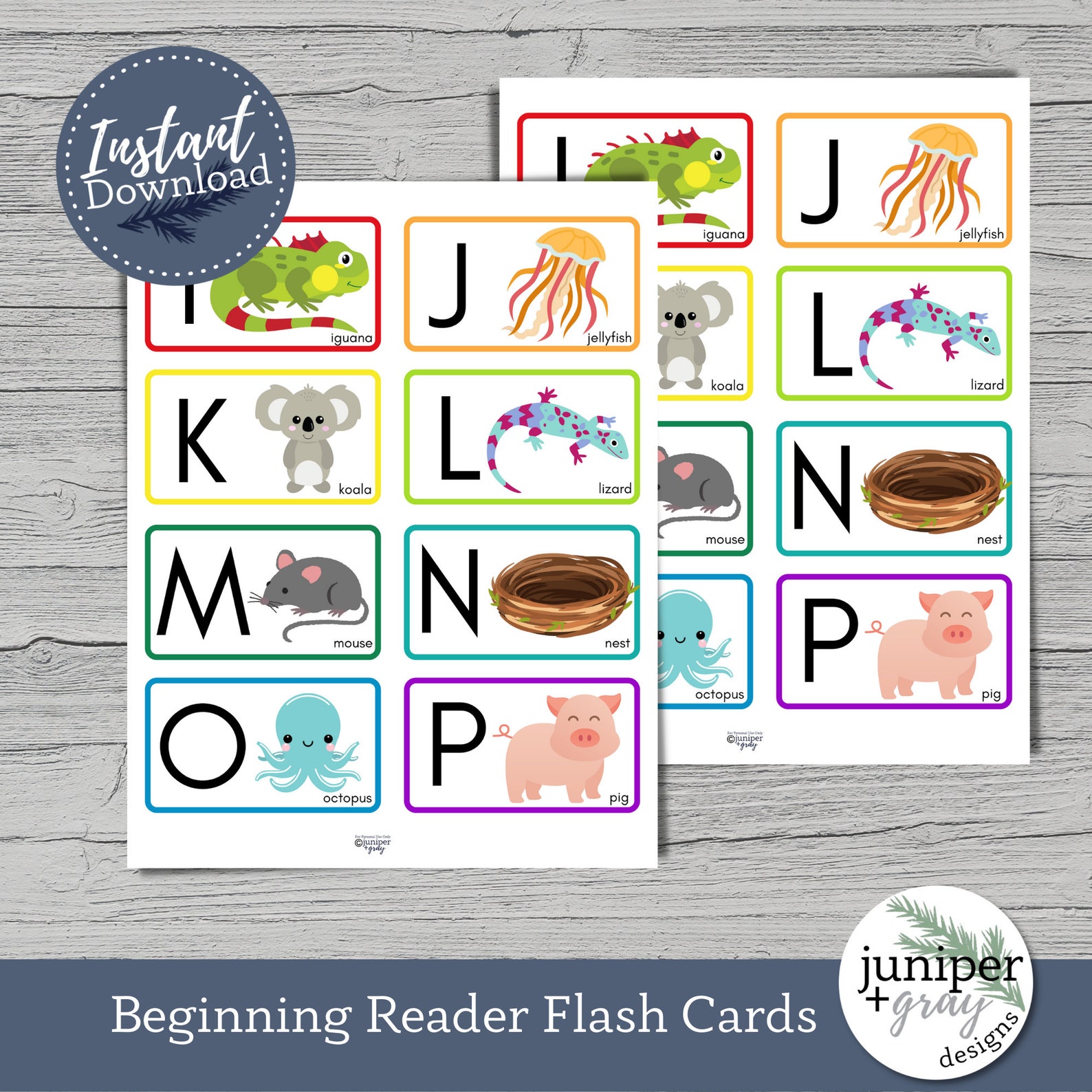 Printable Alphabet Flash Cards: Letter Sounds & Clip Cards (PDF) - Etsy