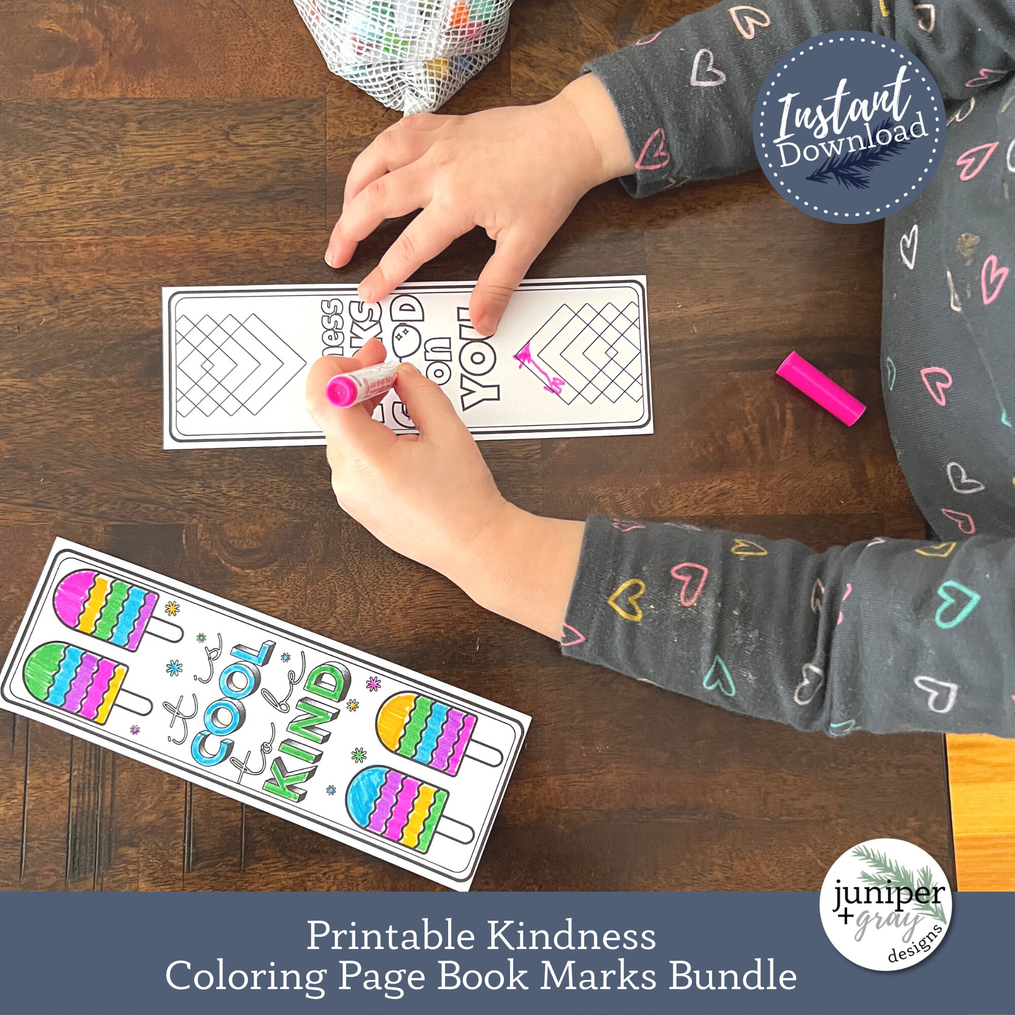 Printable Kindness Coloring Page Book Marks Bundle - 12 Unique Coloring ...