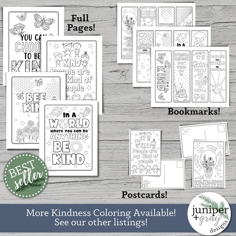 Kindness Coloring Page Bookmarks: Printable Designs (PDF) - Etsy