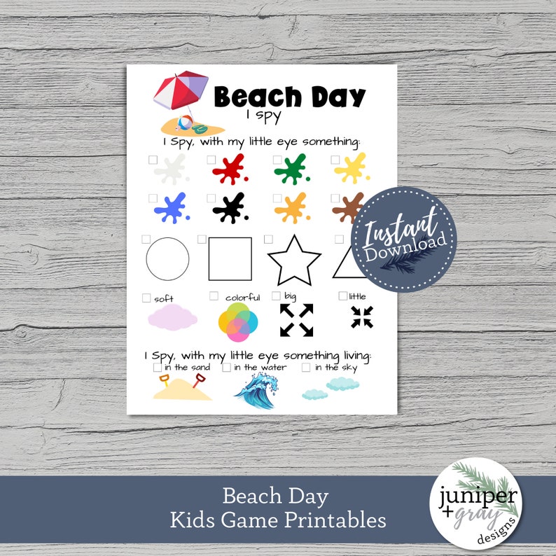 Printable Kids Activities for the Beach - Beach Trip Scavenger Hunt I ...