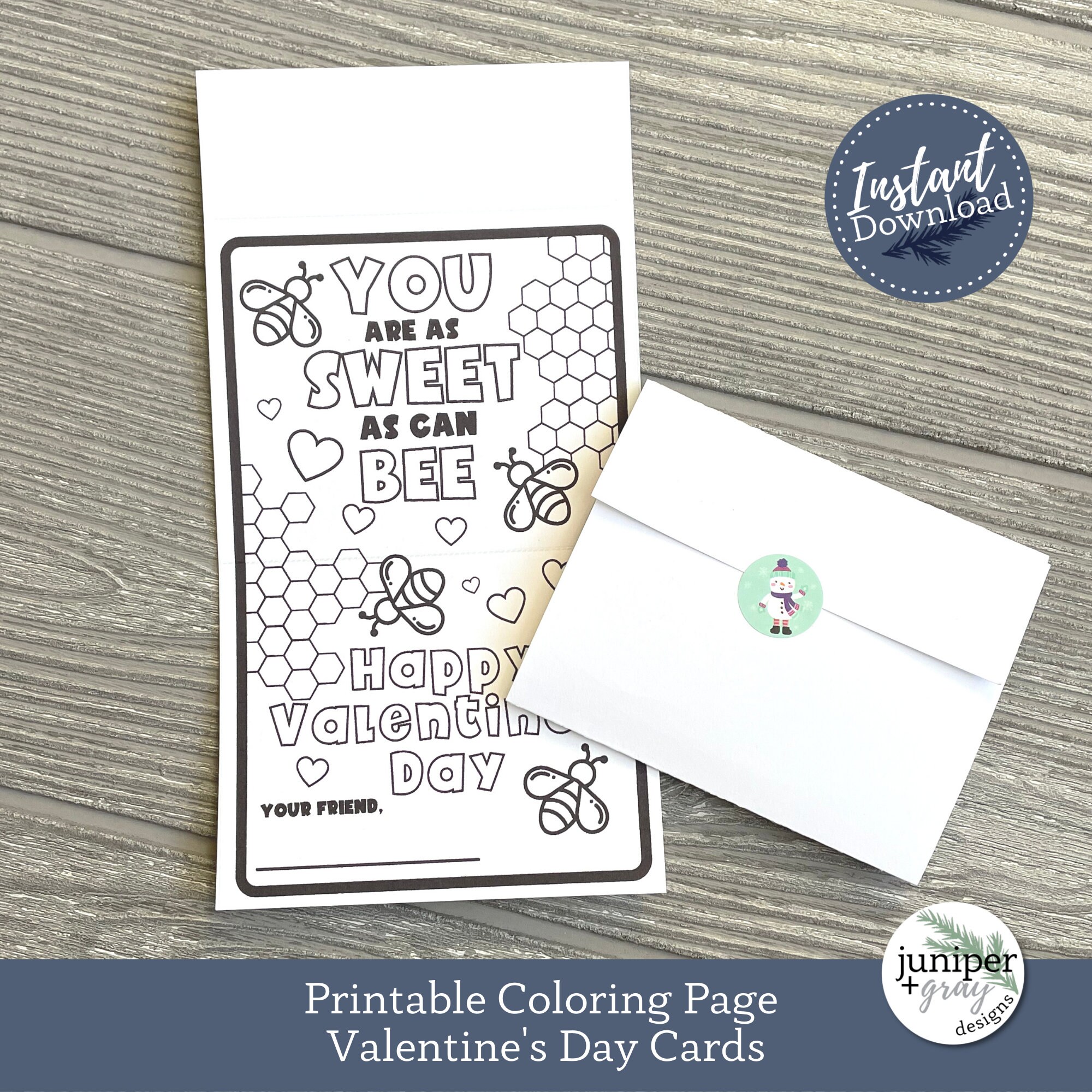 Printable Coloring Page Sweet Bee Valentines Day Card Boys Girls ...