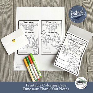 Printable Dinosaur Thank You Notes - Dinosaur Coloring Page Thank You ...