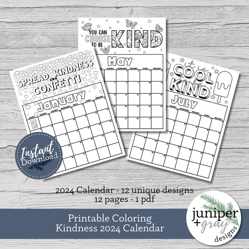 Printable Kindness Coloring Calendar 2024 Kindness Calendar Printable ...
