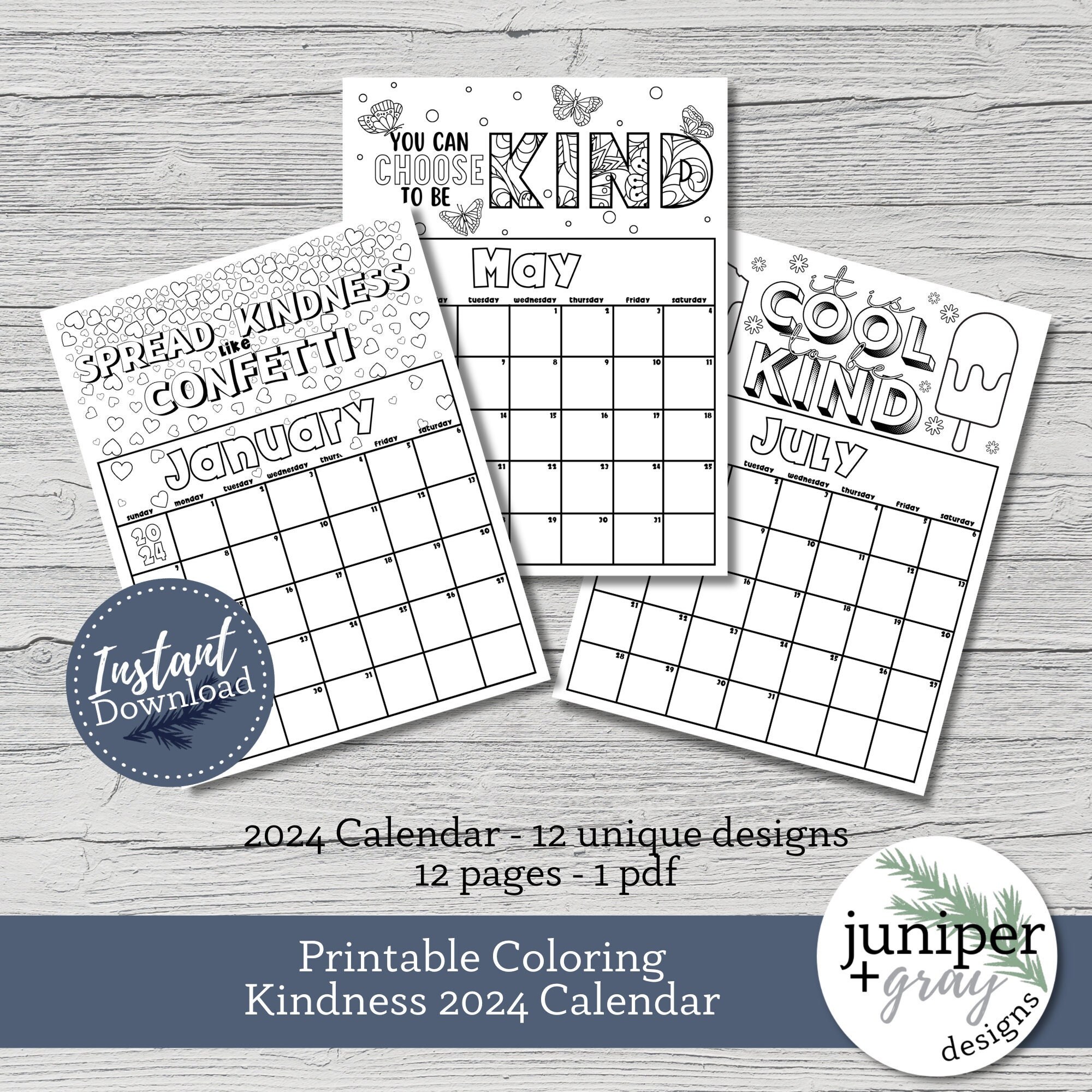 Printable Kindness Coloring Calendar 2024 Kindness Calendar Printable ...