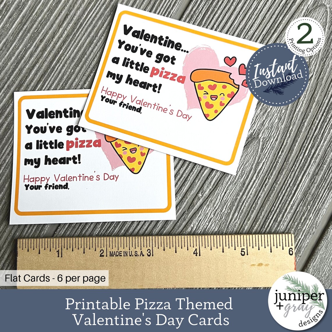 Printable Pizza Valentine's Day Card Preschool Elementary Kids Pizza ...