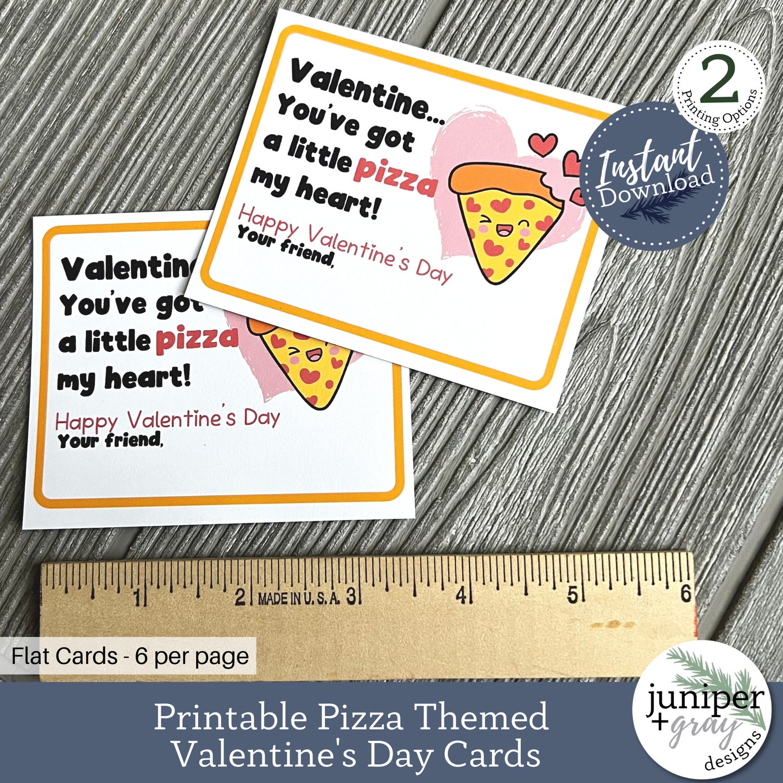 Printable Pizza Valentine's Day Card Preschool Elementary Kids Pizza ...