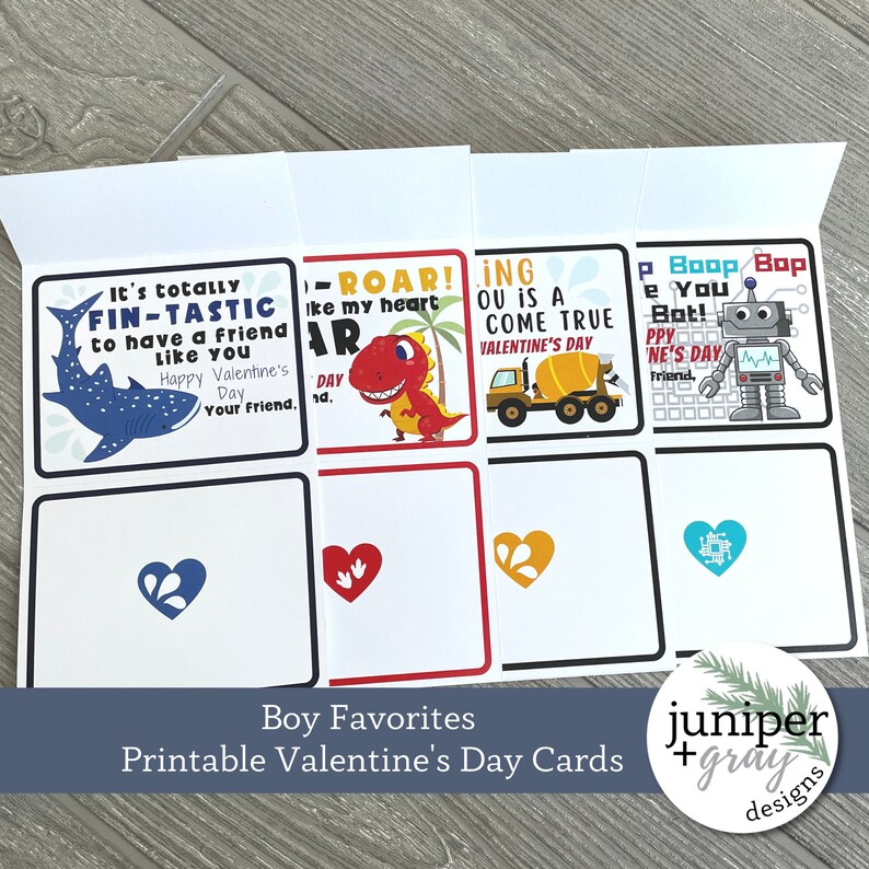 Boys Printable Valentines Day Card Preschool Boys Valentine - Etsy
