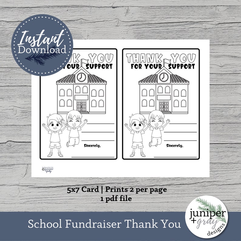 Printable School Fundraiser Thank You Note - Coloring School Donation ...