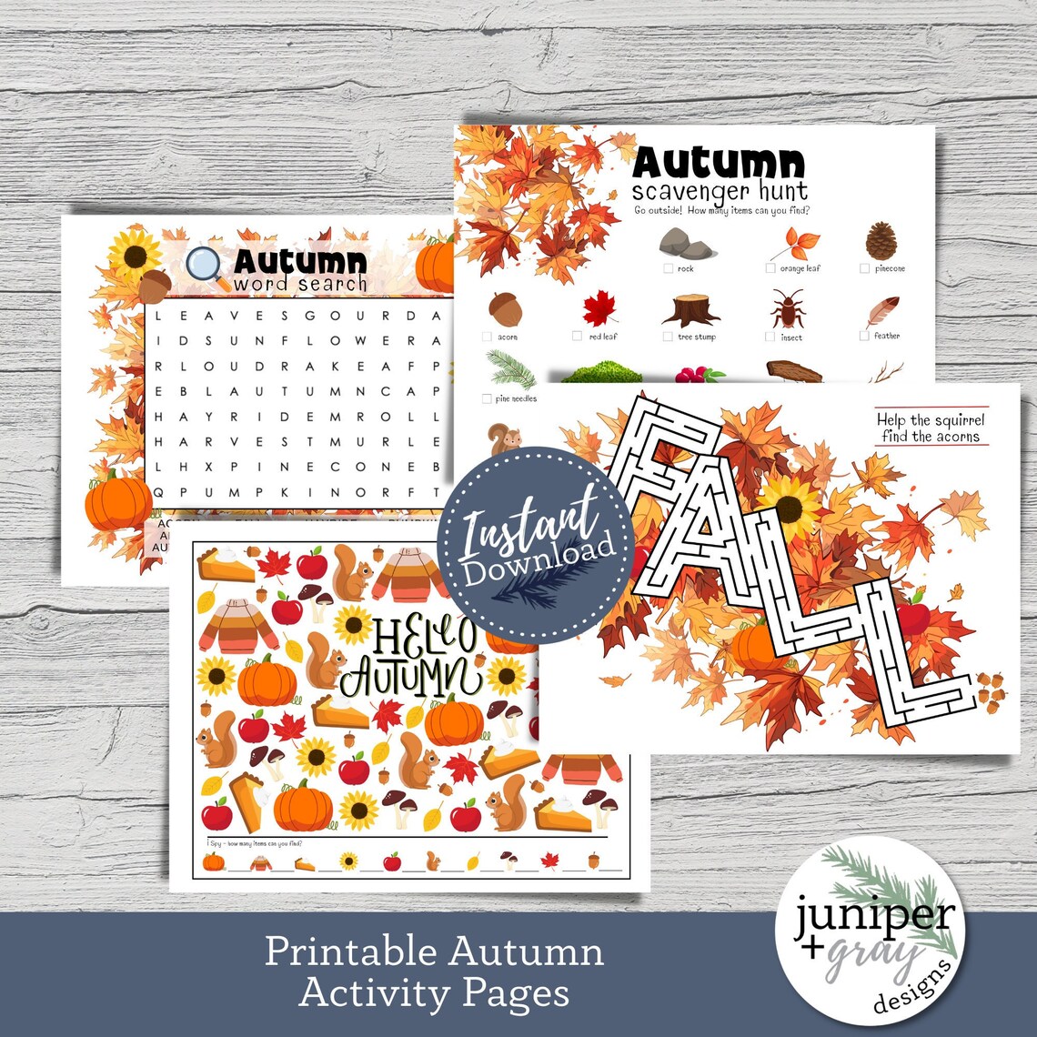 Printable Autumn Kids Activities - Fall I Spy - Maze - Word Search ...