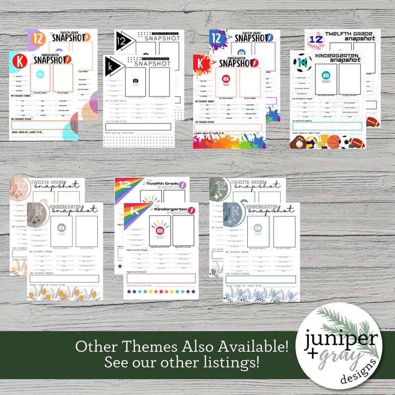Rainbow School Memory Box Files: Kids Year Snapshot (PDF Download) - Etsy
