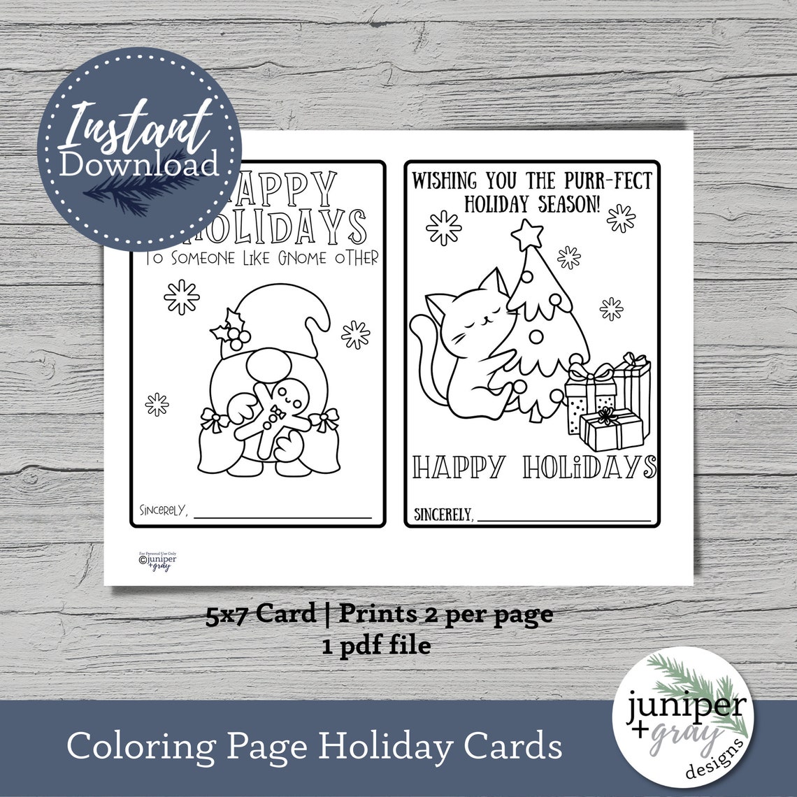 Kids Printable Coloring Page Holiday Card - Christmas Cards for Kids ...