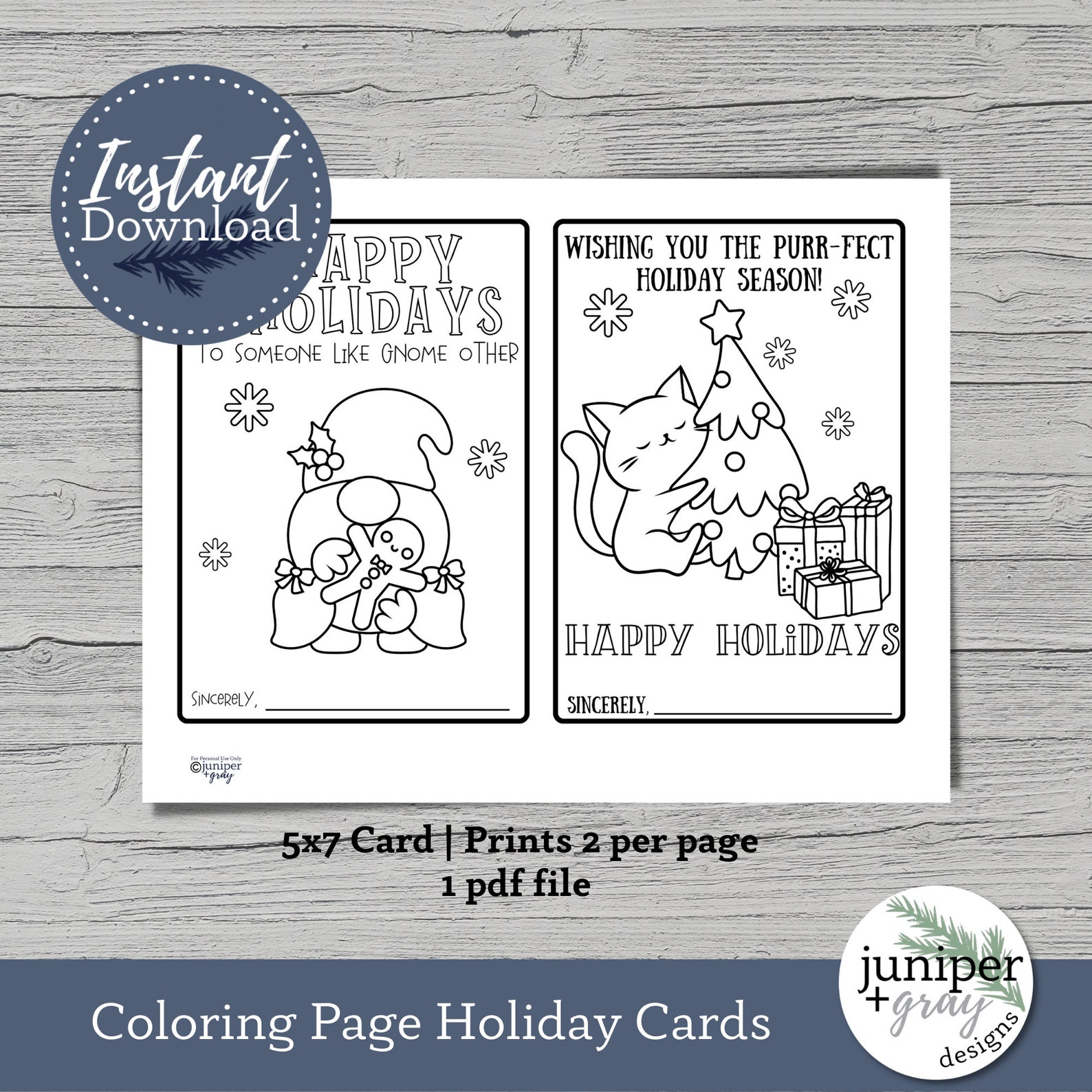Kids Printable Coloring Page Holiday Card - Christmas Cards for Kids ...
