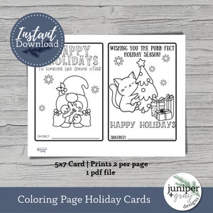 Kids Printable Coloring Page Holiday Card - Christmas Cards for Kids ...