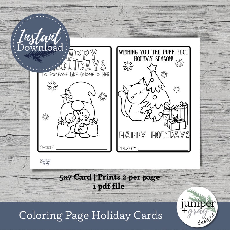 Kids Printable Coloring Page Holiday Card - Christmas Cards for Kids ...