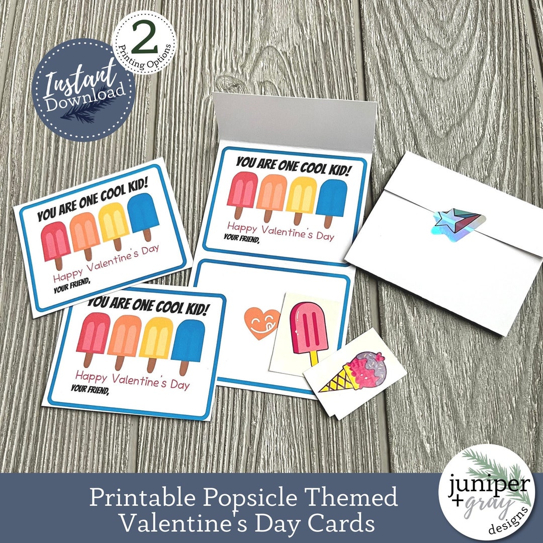 Printable Popsicle Valentine's Day Card - Preschool Popsicle Valentine ...