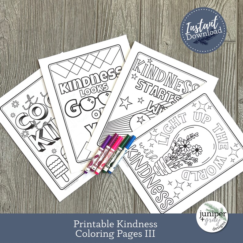 Printable Kindness Coloring Pages III Kindness Matters Bee - Etsy