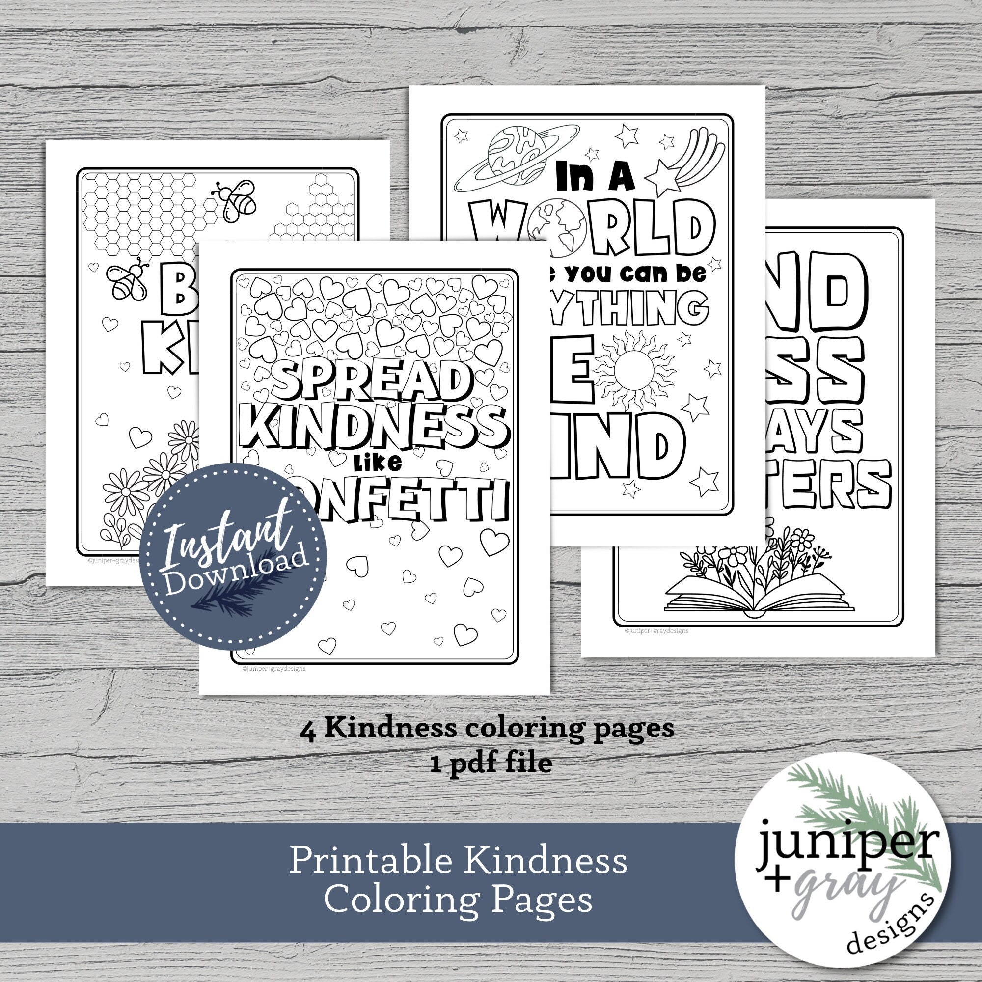 Printable Kindness Coloring Pages I Kindness Matters Bee Kind Coloring ...