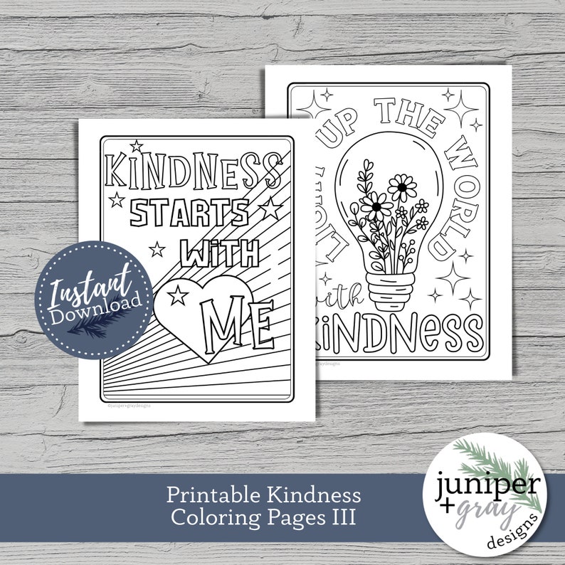 Printable Kindness Coloring Pages III Kindness Matters Bee - Etsy