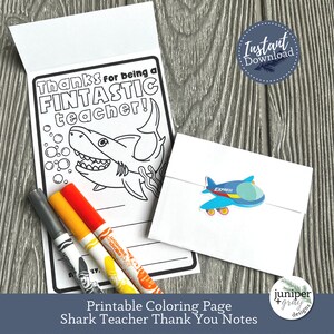 Teacher Thank You Notes - Printable Shark Thank You Notes for Teachers ...