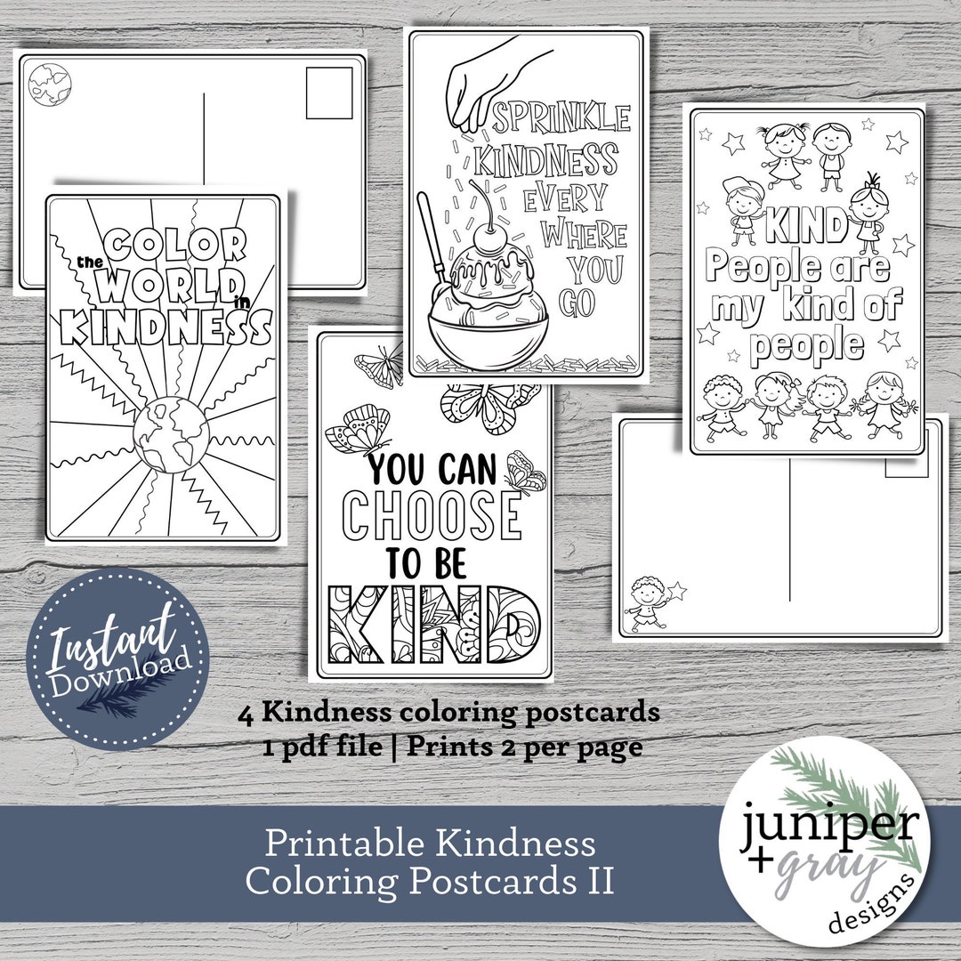 Printable Kindness Coloring Postcards for All Ages II- Choose to Be ...