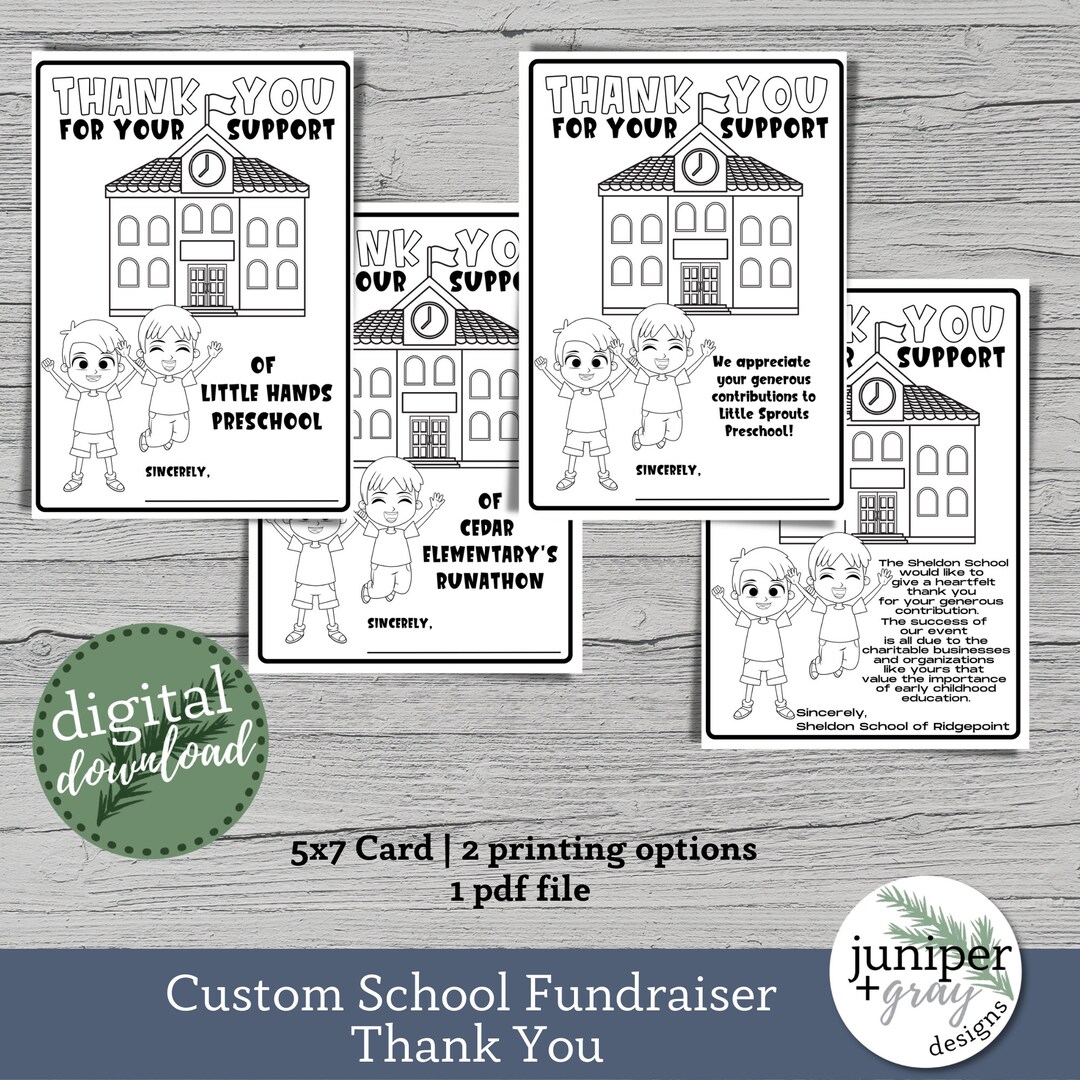Custom Printable School Fundraiser Thank You Note - Coloring School ...