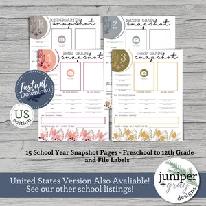 Printable School Memory Box Files (UK) - Boho Kids School Year Memory ...
