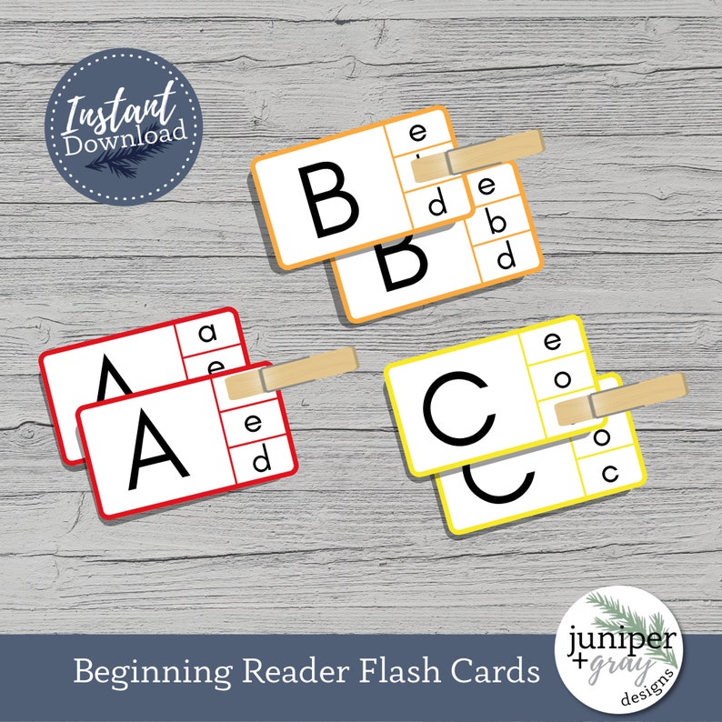 Printable Alphabet Flash Cards: Letter Sounds & Clip Cards (PDF) - Etsy