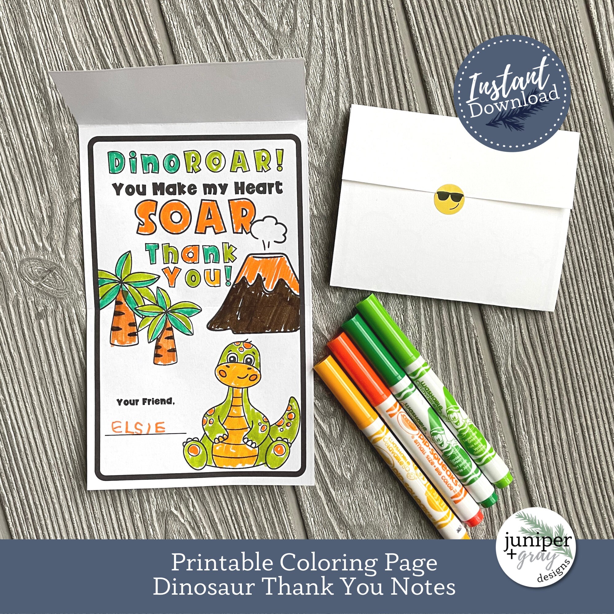 Printable Dinosaur Thank You Notes - Dinosaur Coloring Page Thank You ...