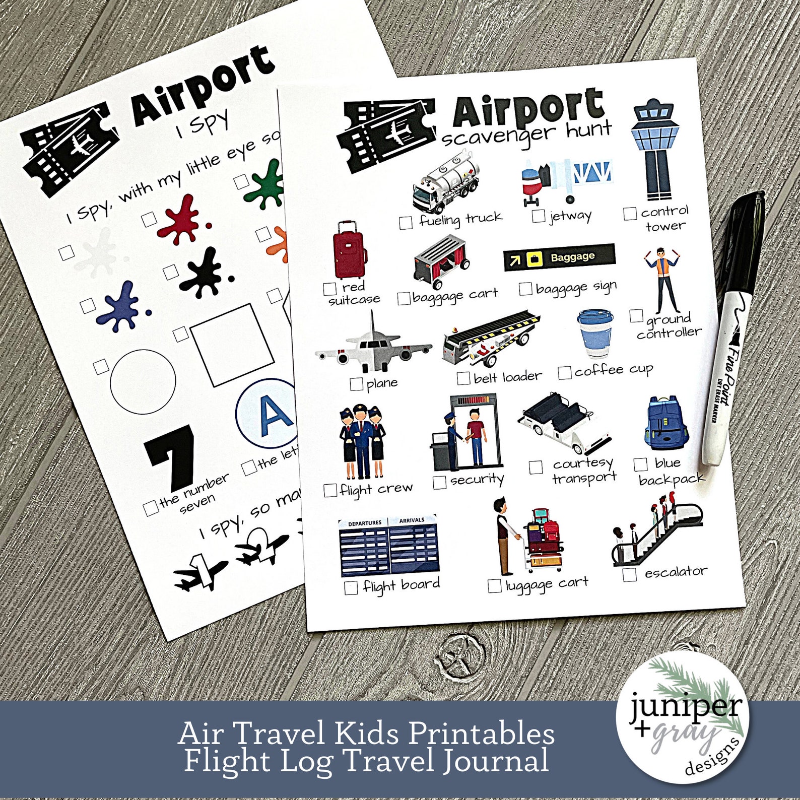 Printable Air Travel Kids Activities - Travel Journal Scavenger Hunt I ...