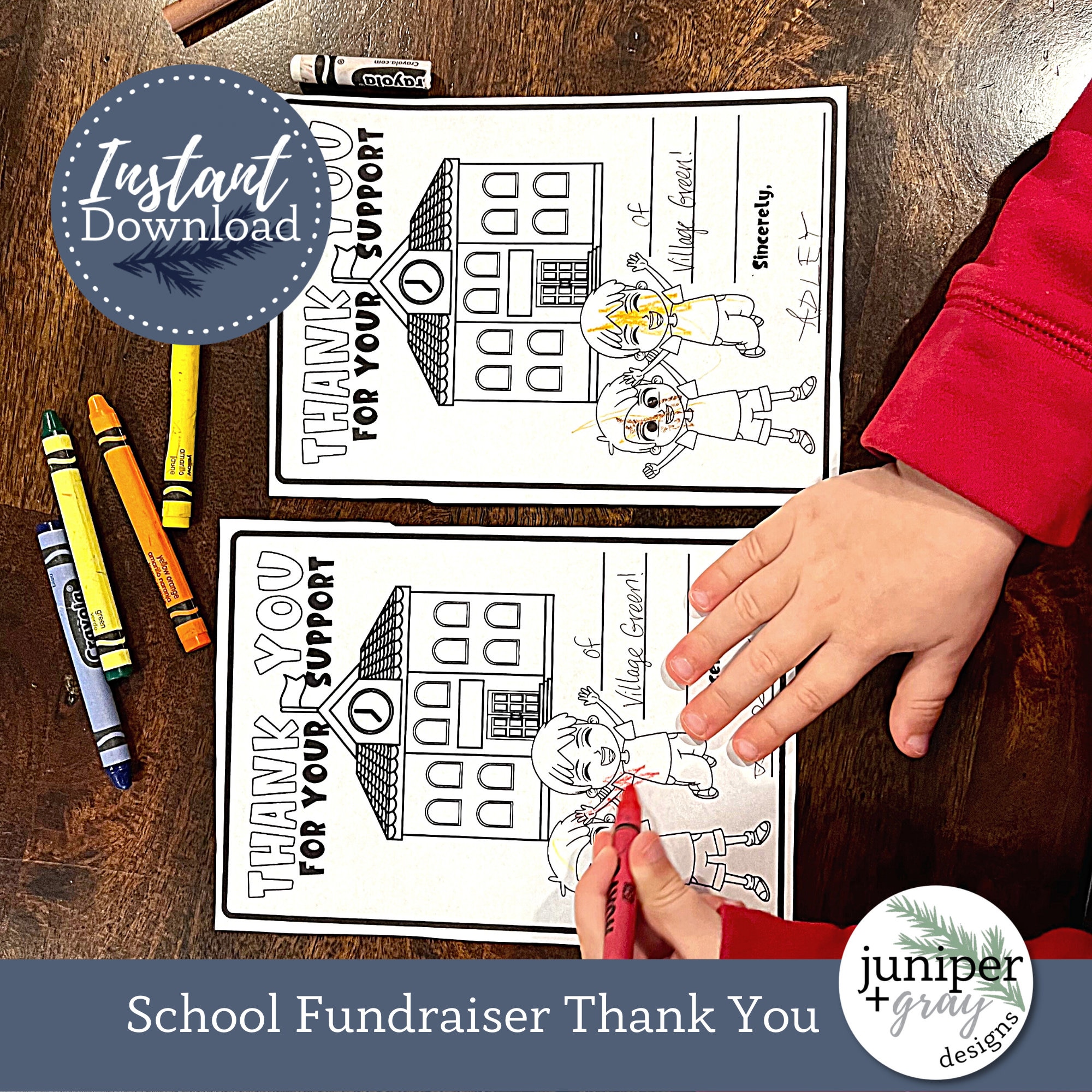 Printable School Fundraiser Thank You Note - Coloring School Donation ...