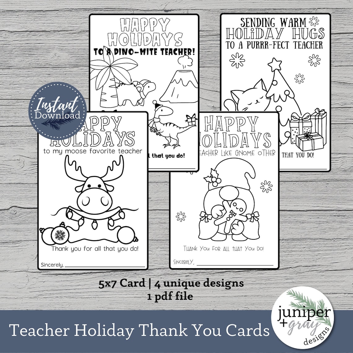 Printable Coloring Page Holiday Card for Teachers - Teacher Holiday ...