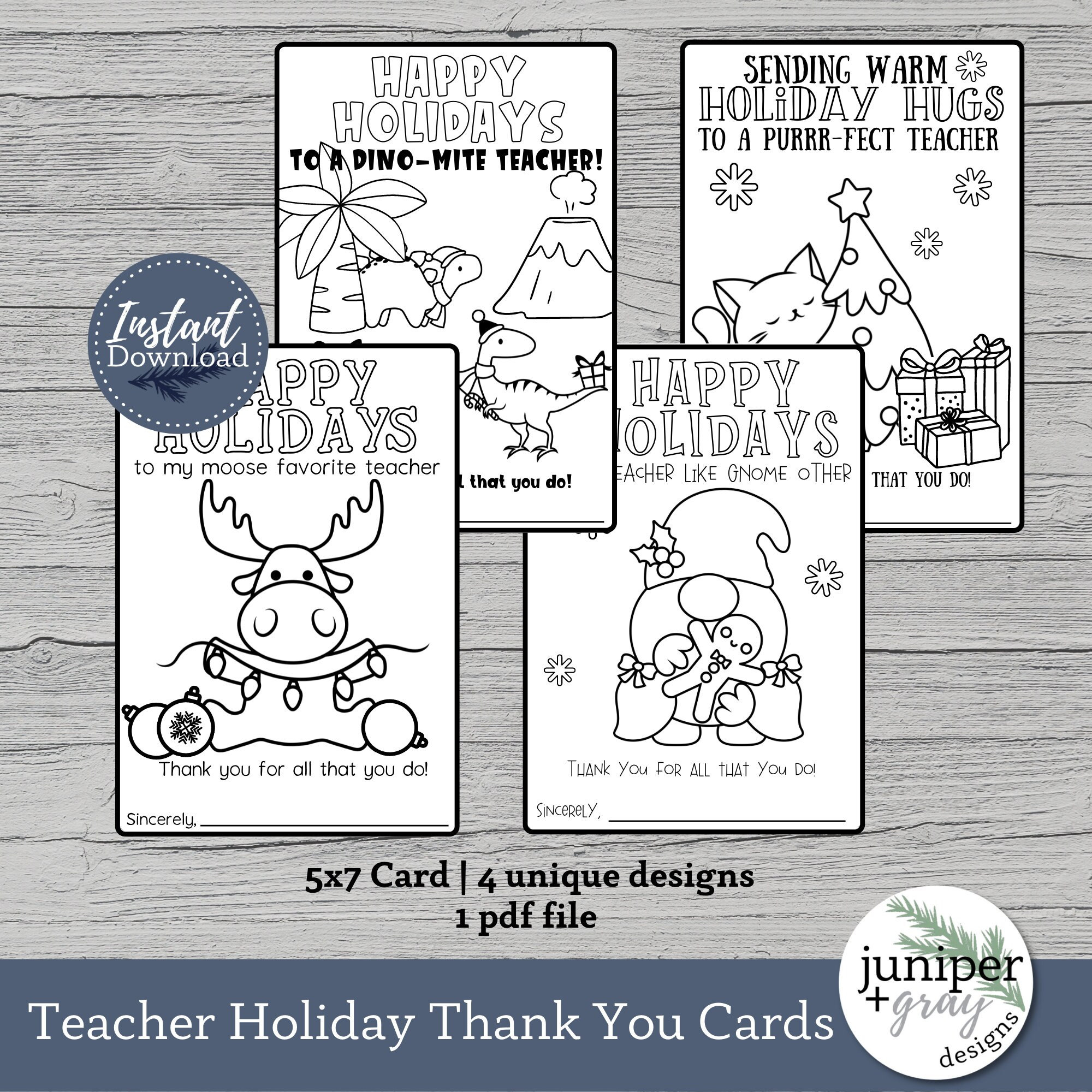 Printable Coloring Page Holiday Card for Teachers - Teacher Holiday ...