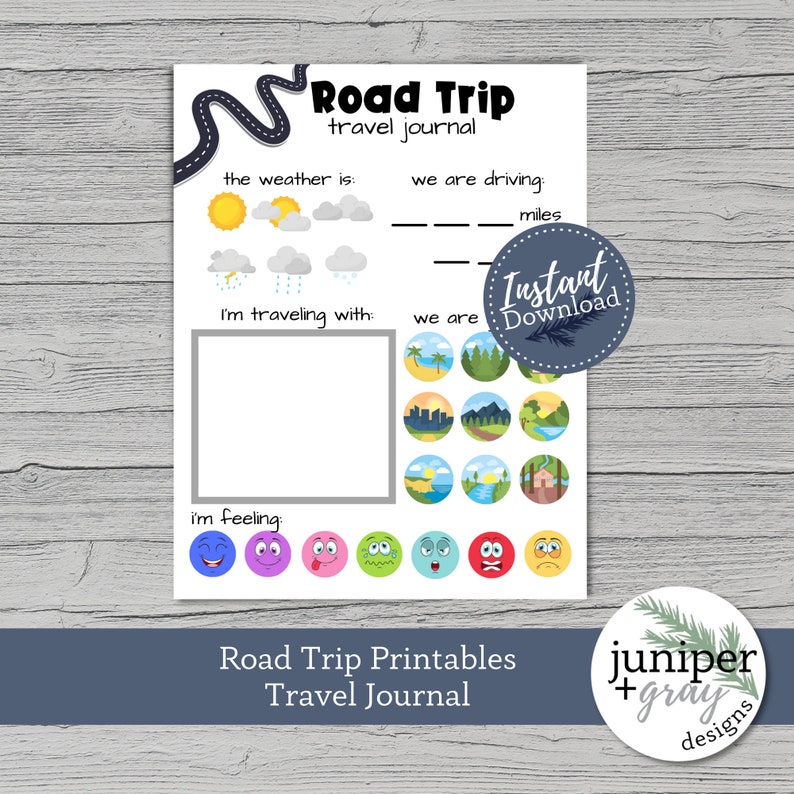 Printable Road Trip Kids Activities - Travel Journal Scavenger Hunt I ...
