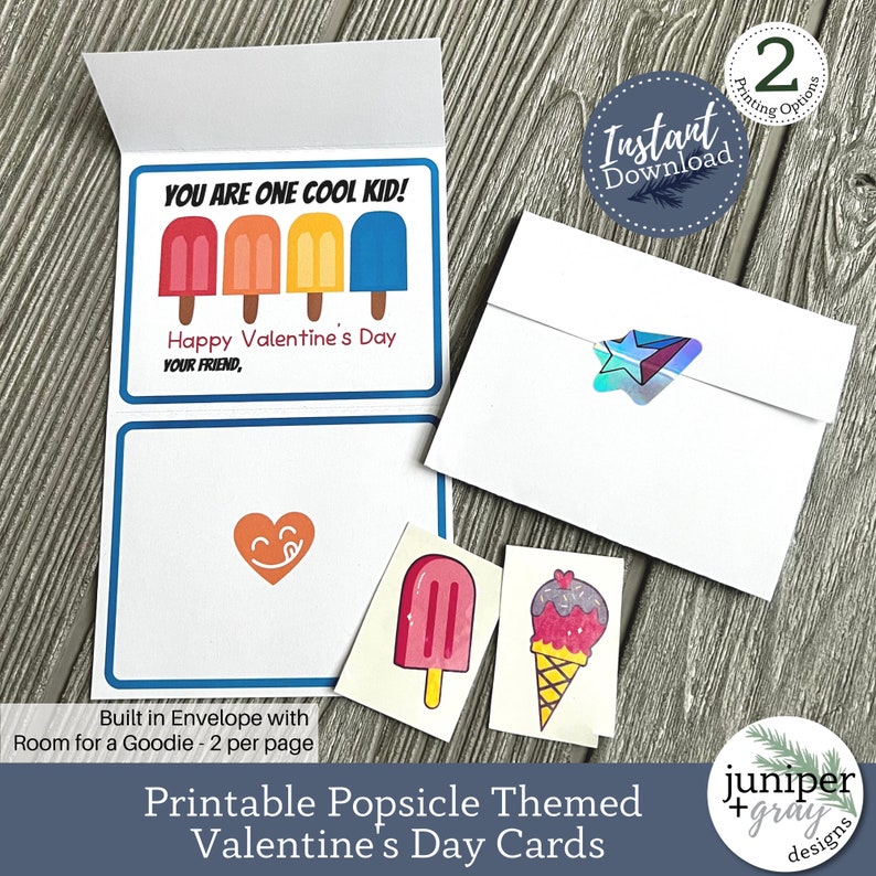 Printable Popsicle Valentine's Day Card - Preschool Popsicle Valentine ...