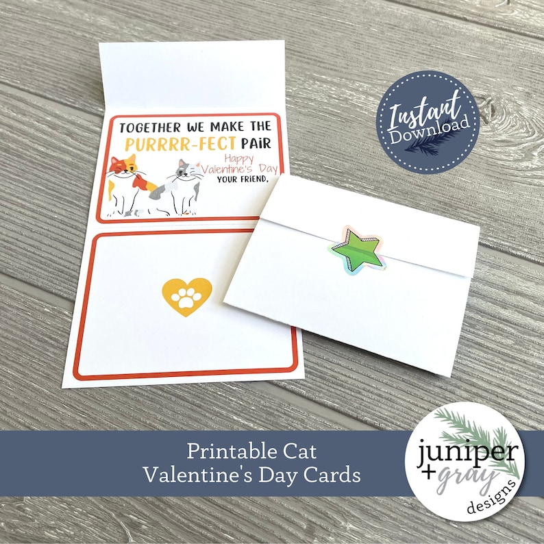 Kids Printable Cat Valentines Day Card - Preschool Kitty Valentine ...