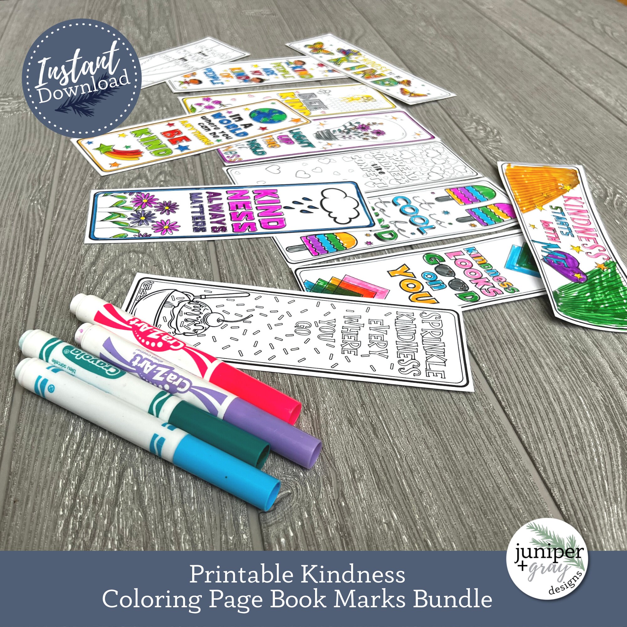Printable Kindness Coloring Page Book Marks Bundle - 12 Unique Coloring ...