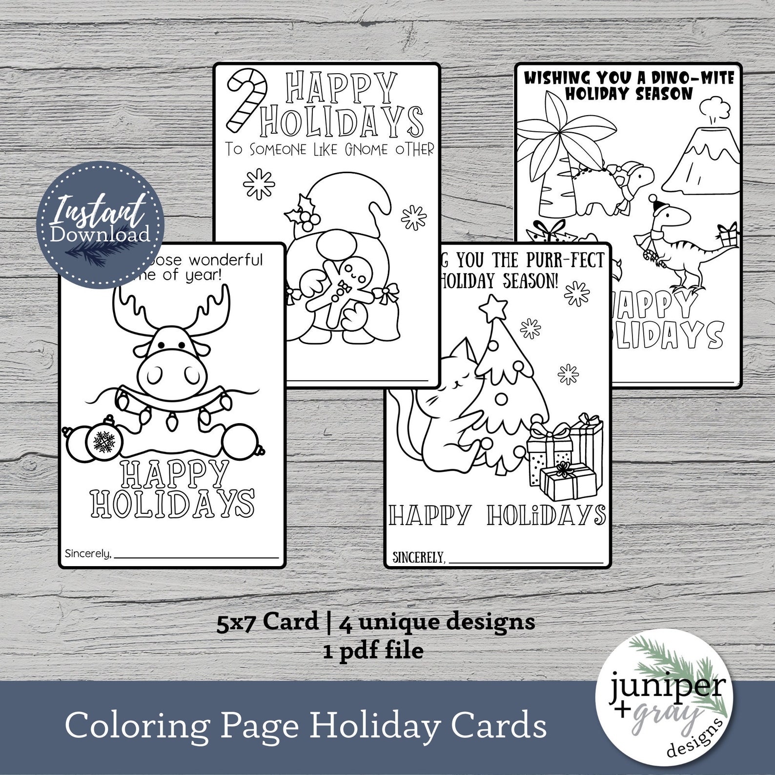 Kids Printable Coloring Page Holiday Card - Christmas Cards for Kids ...